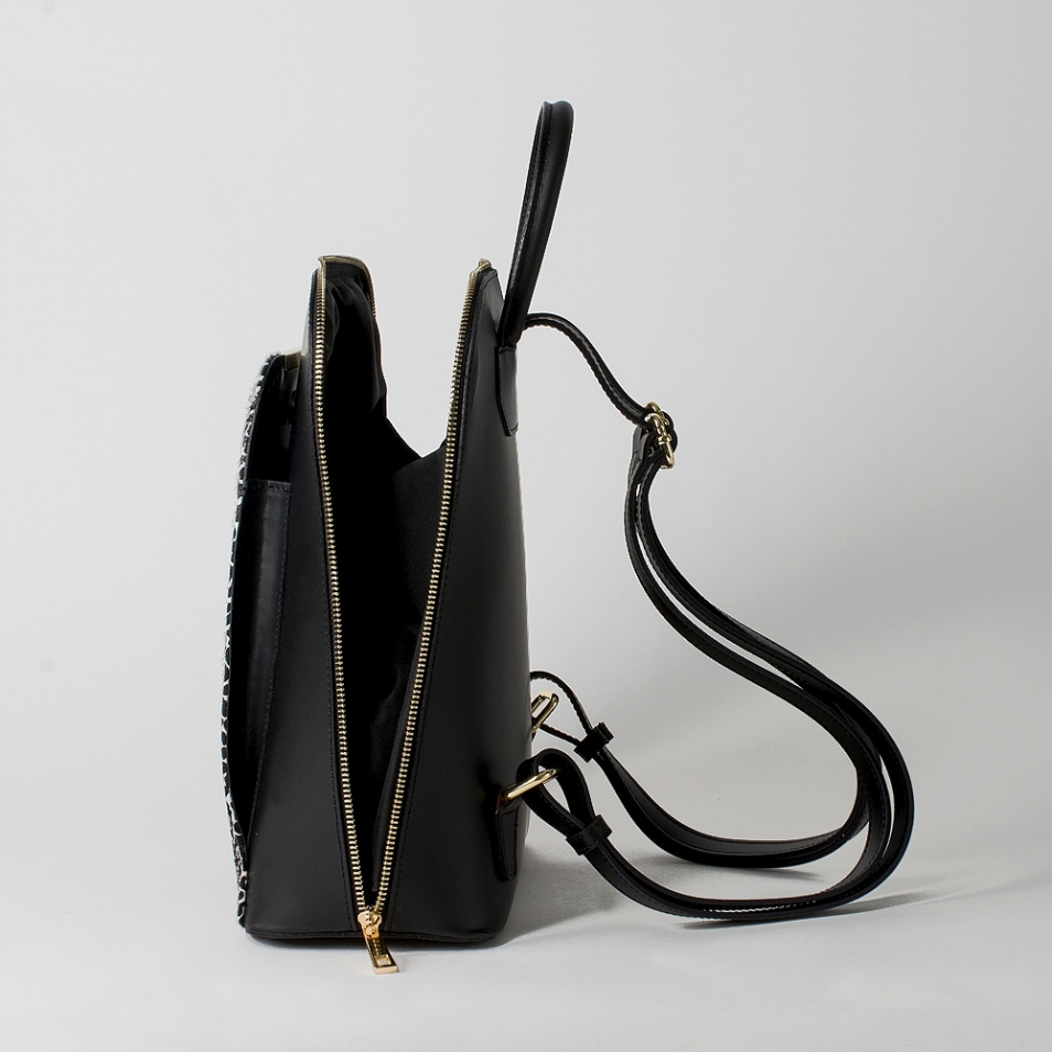 Genuine ruga leather with flap ponyskin little linx. backpack Giorgia ...