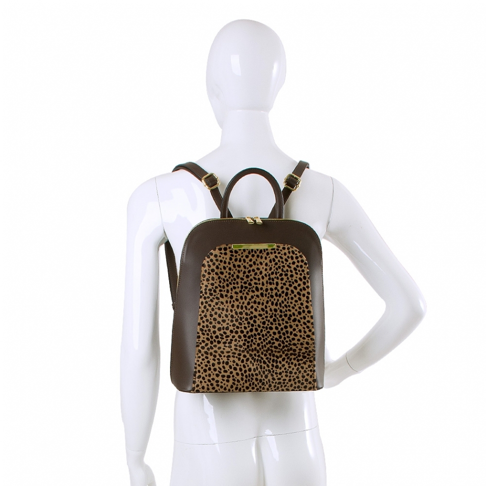 Genuine ruga leather with flap ponyskin. backpack Giorgia Honey Bag by ...