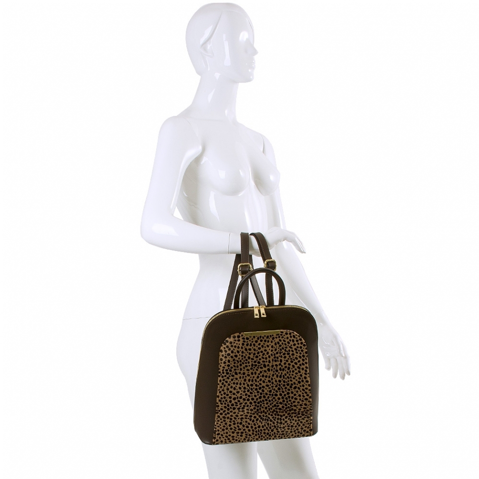 Genuine ruga leather with flap ponyskin. backpack Giorgia Honey Bag by ...