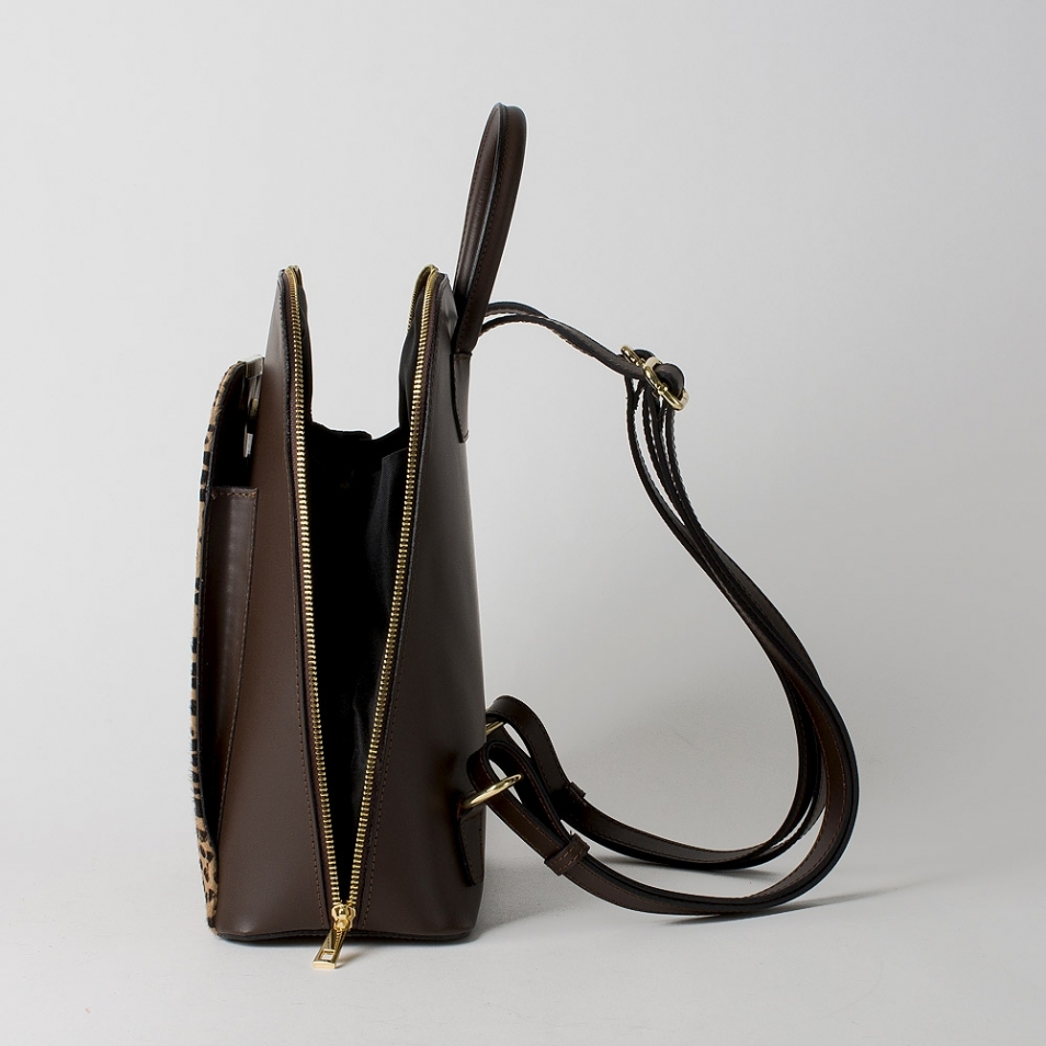 Genuine ruga leather with flap ponyskin. backpack Giorgia Honey Bag by ...