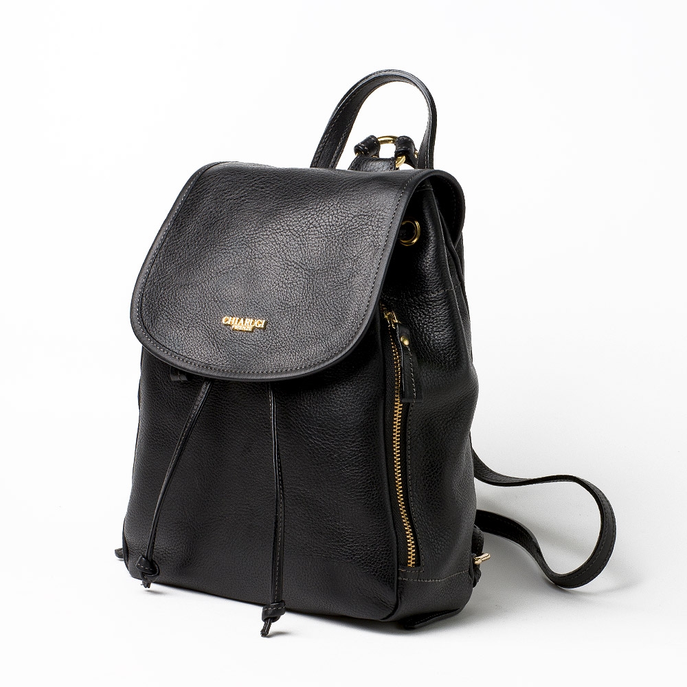 Black leather backpack Chiarugi by Original Tuscany Made in Italy