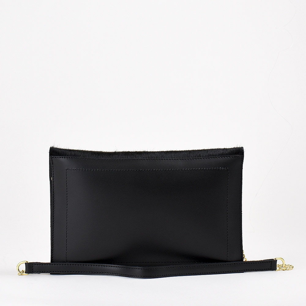 Ruga leather clutches with flap in hair calf Luna. Genovesi. Made in Italy