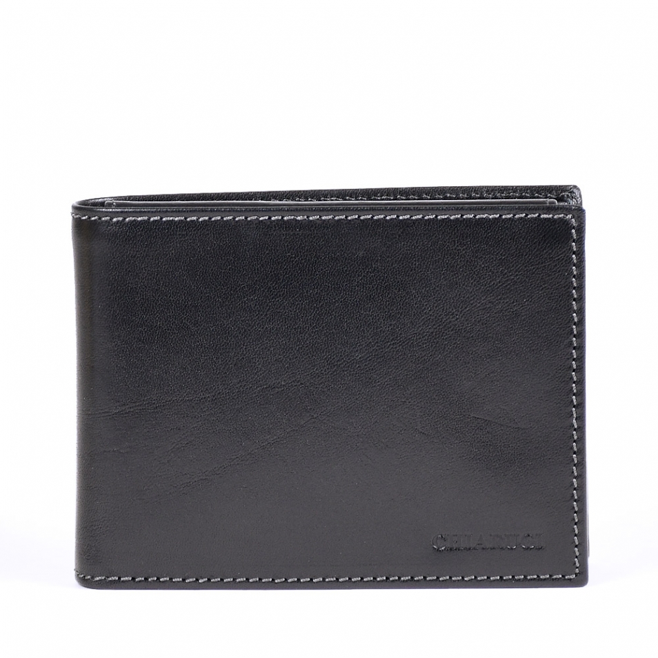 Sassicaia black leather wallet. Chiarugi by Original Tuscany Made in Italy