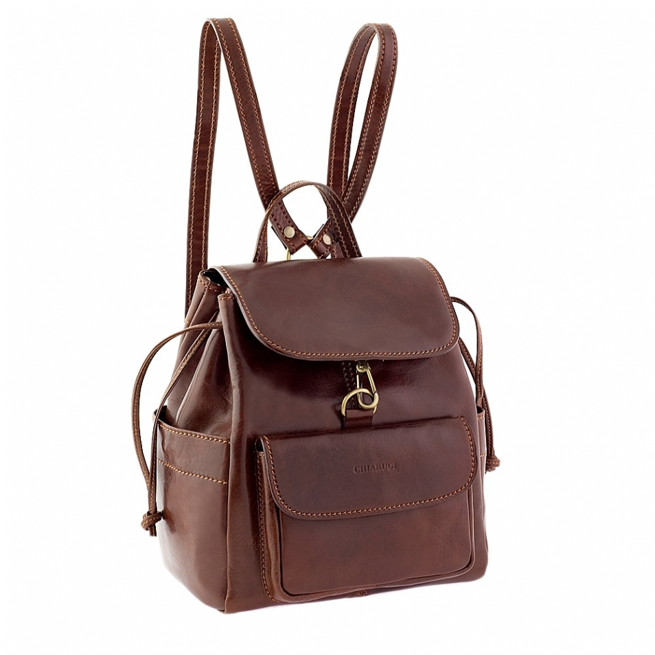 Brown leather backpack Chiarugi by Original Tuscany Made in Italy