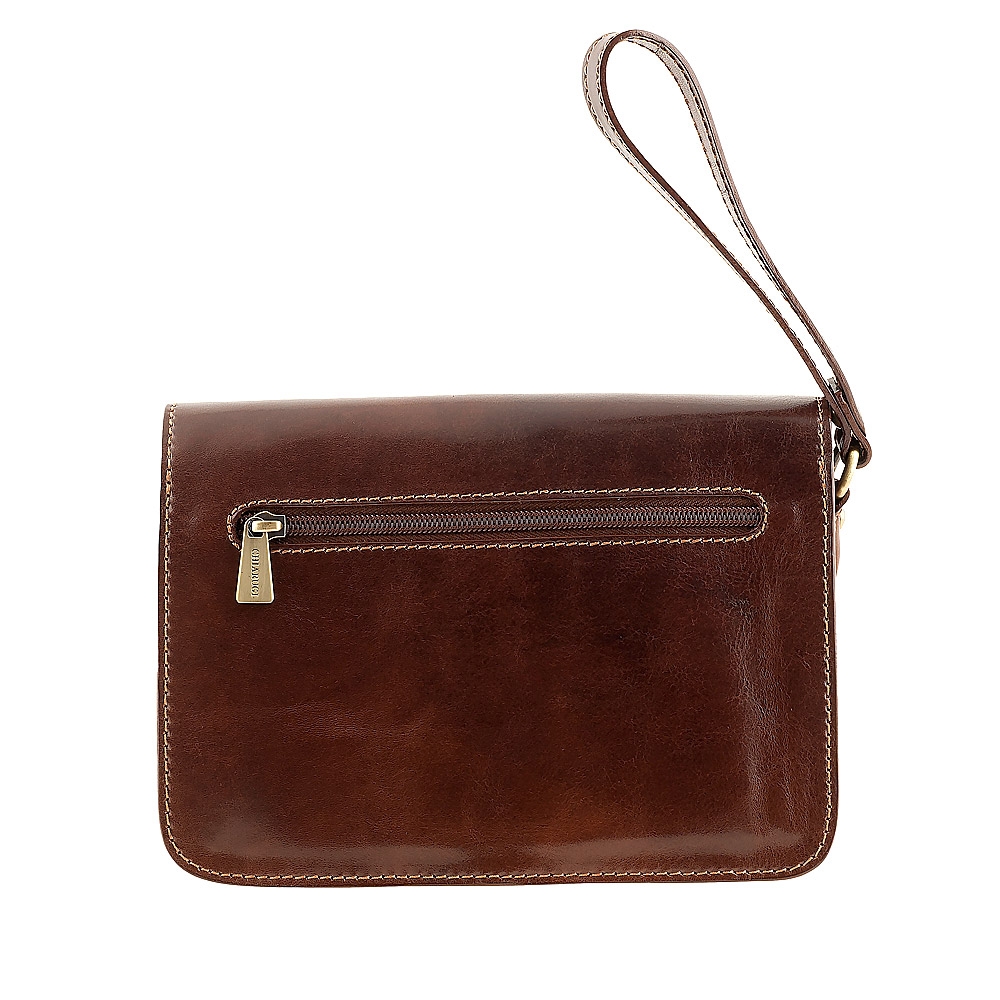 Mirone Brown leather Wristlet. Chiarugi by Original Tuscany Made in Italy
